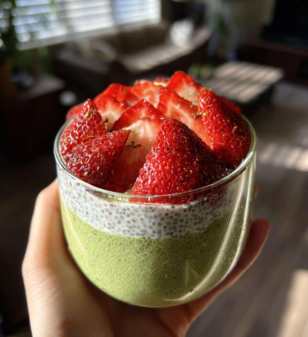 Cozy Strawberry Matcha Chia Seed Pudding You’ll Love!